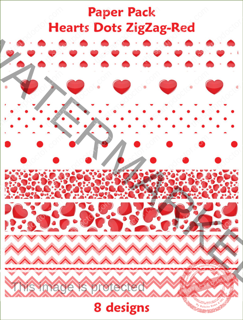 DIGI-Valentine’s | Paper Pack-Hearts Dots ZigZag-Red – The Stamp Doctor